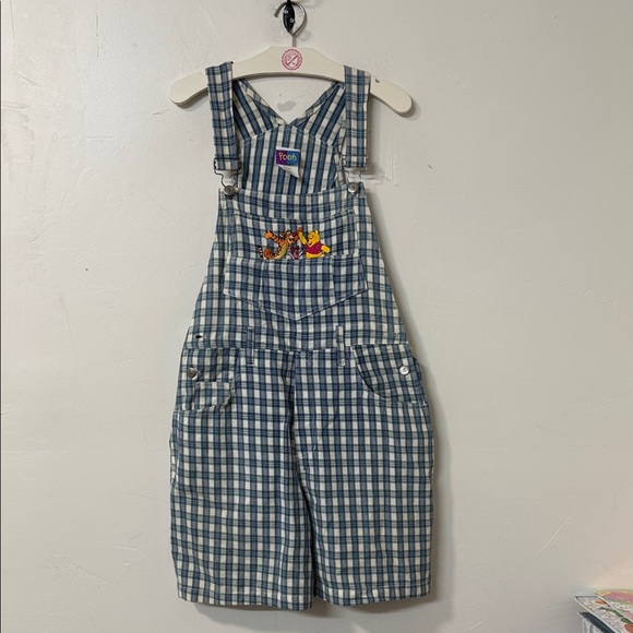 Disney | Jeans | Disney Blue And White Checkered Overalls 9s | Poshmark